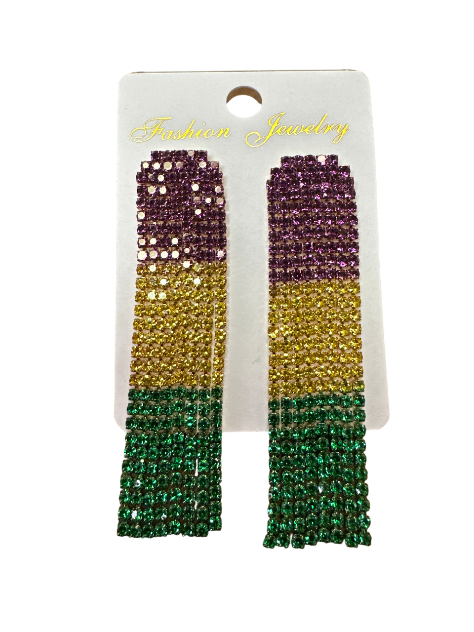 Mardi Gras Square Drop Earrings