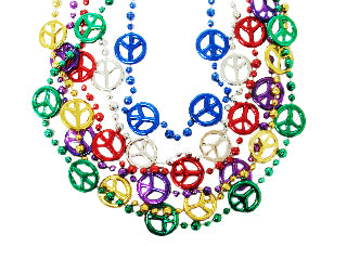 Colorful Peace Sign Beads - Set of 6 | Toomey's Mardi Gras